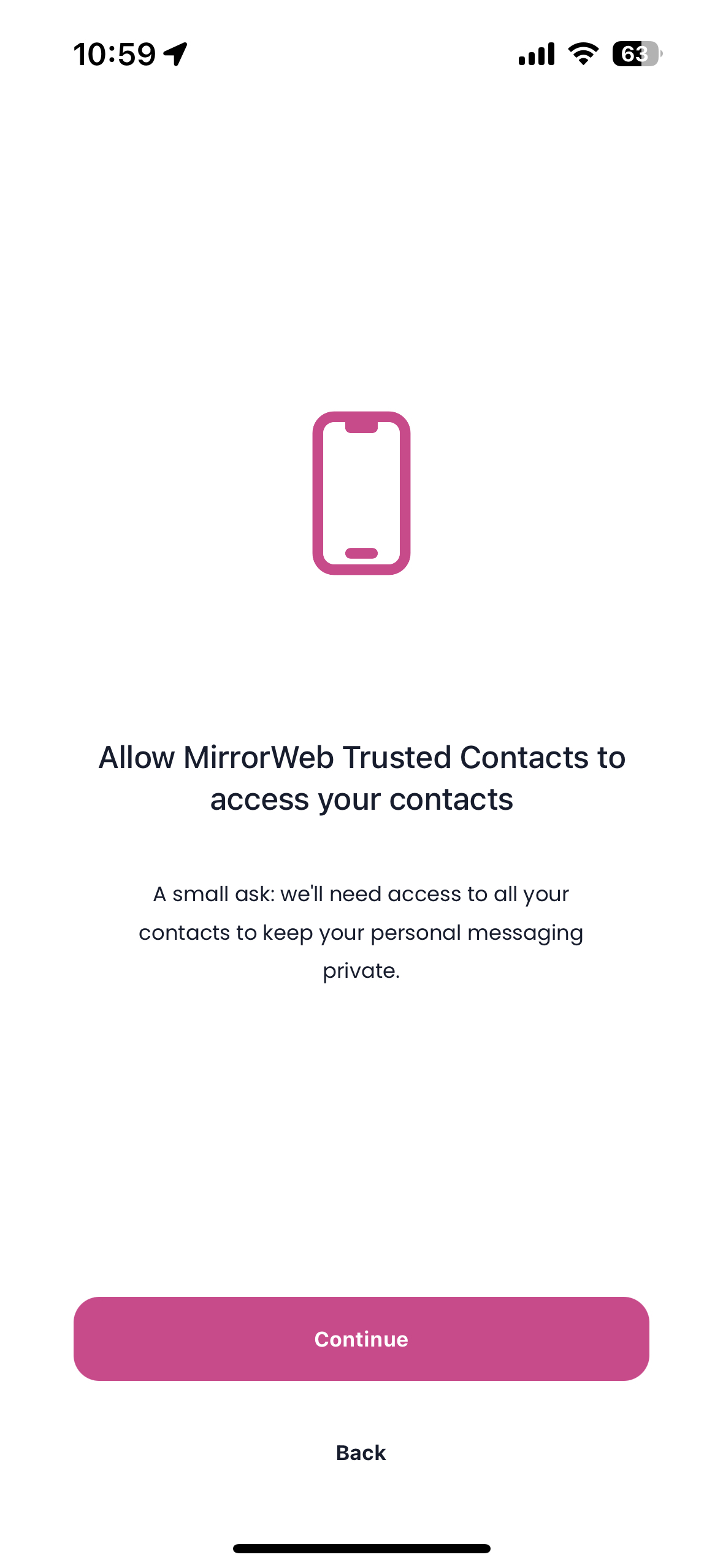 Trusted Contacts: App Onboarding – MirrorWeb