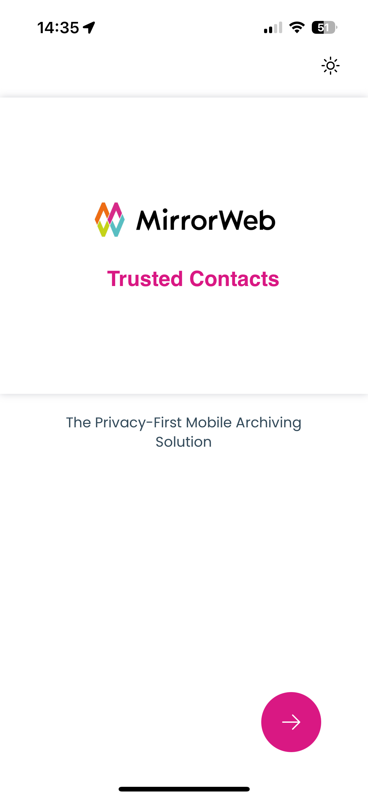 Trusted Contacts: App Onboarding – MirrorWeb